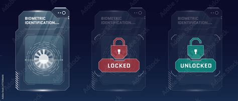 Hud Retinal Recognition Biometric Id Scan Dashboard Concept Set User Eye Verification Scanner