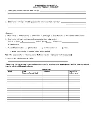 Field Trip Request S Doc Template PdfFiller