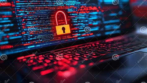 Secure Software Development Code On Screen With Illuminated Padlock