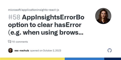 Appinsightserrorboundary Option To Clear Haserror E G When Using Browser Back · Issue 58