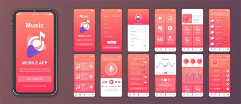 Premium Vector Music Mobile App Interface Screens Template Set Online Account Playlist Song