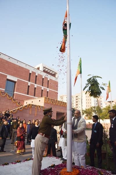 Photographs Bjp National President Shri Amit Shah Hoisting The