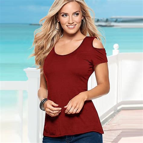 Sexy T Shirts Women T Shirts 2017 Shoulder Off Top Tees Attractive Back
