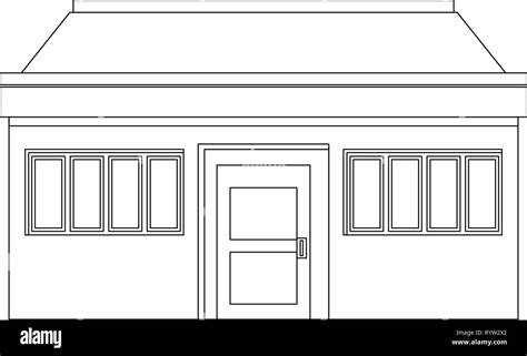 Outline Building House On White Background Vector Illustration Stock