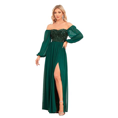 Beauty Emily Elegant Multi Wear One Shoulder High Slit Lace Up Dress