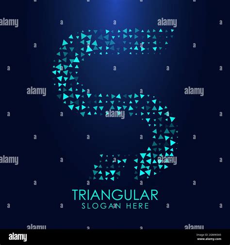 Futuristic Triangular Letter S In Halftone Letter Illustration Isolated On Dark Background