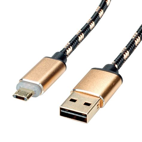 Cablu Usb La Micro Usb B Reversibil Cu Led Gold Quick Charge 20 T T 1m