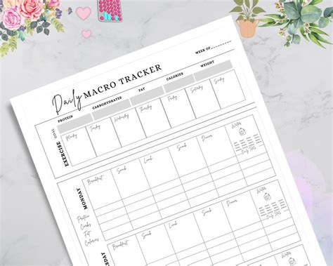 Macro Tracker Daily Macro Tracker Weekly Macro Tracking Sheet