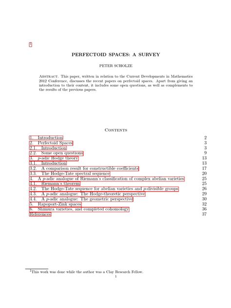 Perfectoid Spaces A Survey Download Free Pdf Field Mathematics