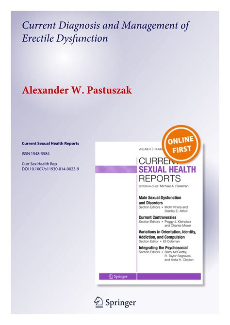 PDF Current Diagnosis And Management Of Erectile Dysfunction