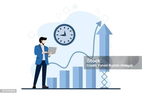 생산성 자기 관리 및 소규모 사람들과의 시간의 개념 직원 성과와 자기 규제에 대한 추상적인 벡터 그림 남자들은 수입을 보충하기