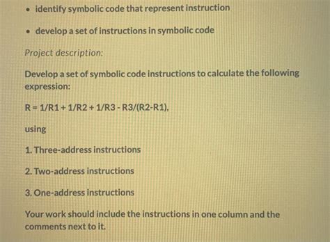 Solved Project Description Develop A Set Of Symbolic Code