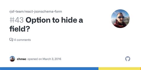 Option To Hide A Field Issue Rjsf Team React Jsonschema Form GitHub