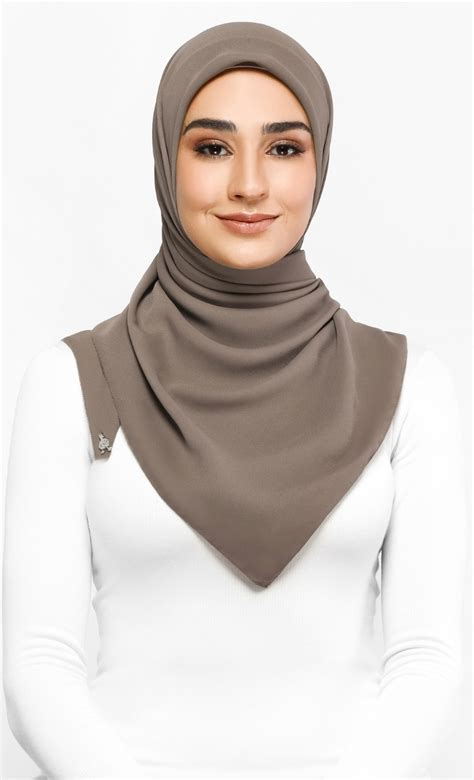 Chiffon Crepe Square Scarf With Nanotechnology In Brown Nougat