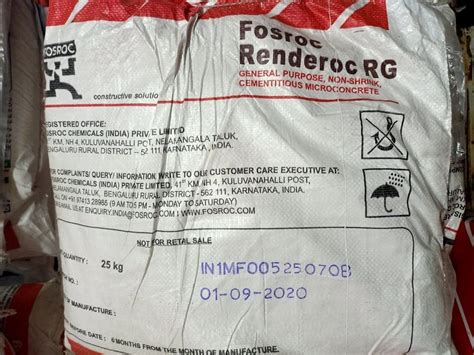 Fosroc Renderoc Rg Micro Concrete Packaging Size 25 Kg At ₹ 450 Bag