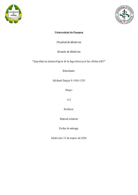 Importancia inmunologica de fagocitosis por ACP Universidad de Panamá