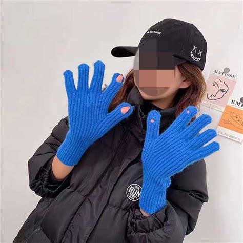 손가락 구멍 스마트폰 지문 타자 전용 골지 장갑 6컬러