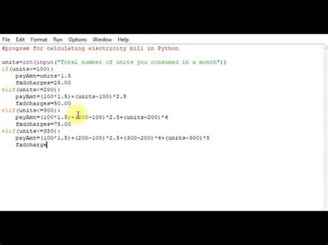 Program For Calculating Electricity Bill In Python YouTube