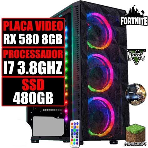 Pc Gamer Completo I7 Kit Rx 580 8gb 16gb Ram Ssd Roda Tudo Lucox Cl