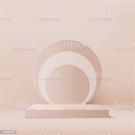 3d 크림 컬러 연단과 최소 크림 컬러 벽 장면 3d 연단 최소 추상적 배경 파스텔 색상의 추상적인 방 디자인 벡터 0명에 대한
