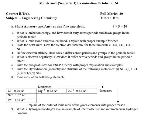 Engineering Chemistry Class Notes For Btech All Branch Cse Me Eee