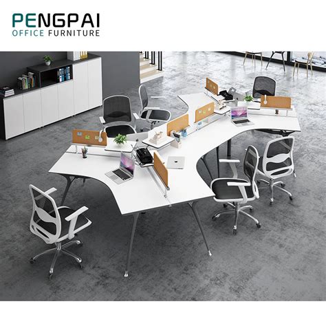 10 Off 120 Degree Partition Office Desk 6 Person Curved Shape Office