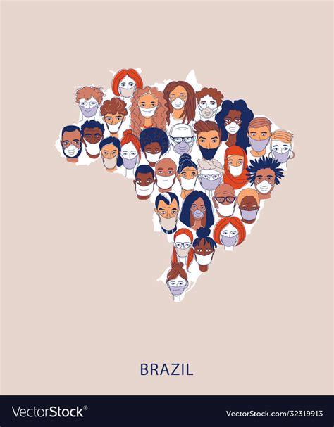 Diverse Crowd Group People Wearing Medical Masks Vector Image