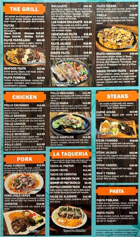 Menu At Los Cabos Fajita House Restaurant Great Bend