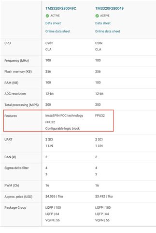 TMS320F280049C Difference Between F280049PMS And F280049CPMS C2000 Microcontrollers Forum