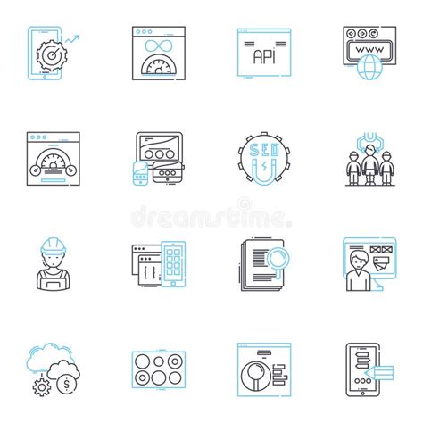 Cloud Computing Linear Icons Set Infrastructure Storage Scalability