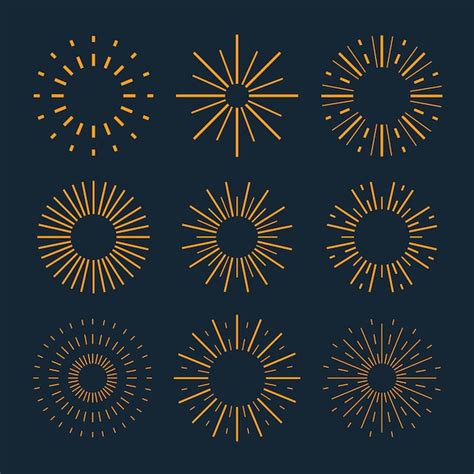 선형 평면 디자인 햇살 컬렉션 무료 벡터