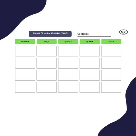 PLANO DE AULA DE EXCEL PARA IMPRIMIR TEC Babe Hotmart