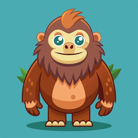 мультфильм гориллы с голубым фоном Премиум векторы