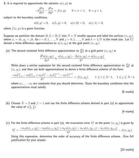 Solved 1 It Is Required To Approximate The Solution U X Y