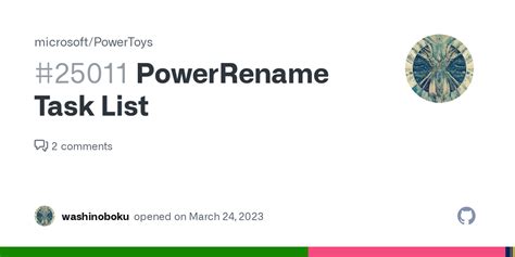 Powerrename Task List · Issue 25011 · Microsoftpowertoys · Github