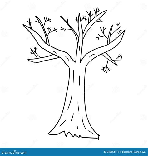 Caricatura De árbol De Invierno Desnudo Al Estilo Doodle Aislado En