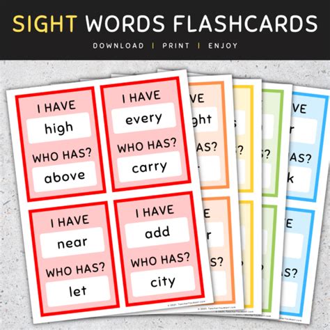 Fry Sight Words Flash Cards I Have Who Has Sight Words Flashcards 201