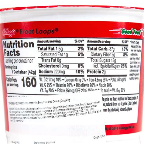Kelloggs Froot Loops Wild Berry Flavored Cereal Cup 42g Citysuper