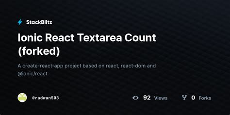 Ionic React Textarea Count Forked StackBlitz