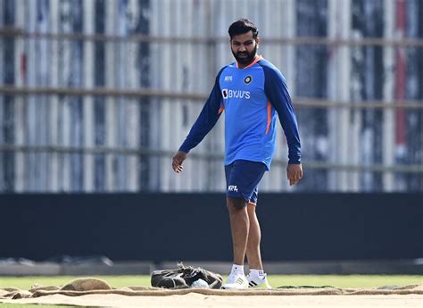 Rohit Sharma Looks At The Pitch Ahead Of The Second Odi Against