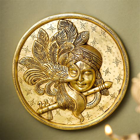 Brass Krishna Wall Hanging 10 Inch Vedansh Craft