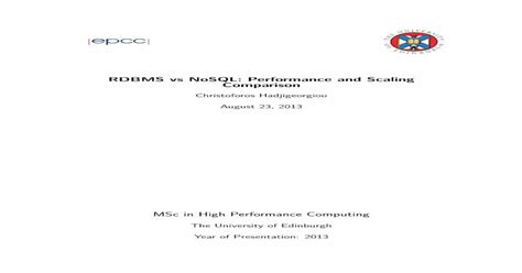 Rdbms Vs Nosql Performance And Scaling Comparison Epcc [pdf Document]