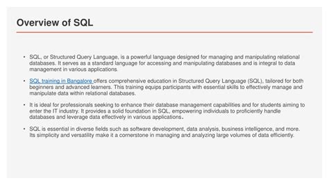 Ppt Sql Training In Bangalore Powerpoint Presentation Free Download Id 13330791