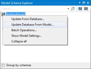 Update Database From Model Wizard Overview