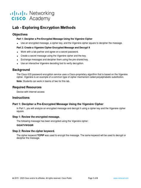 Exploring Encryption With The Vigenère Cipher Pdf Cipher Encryption