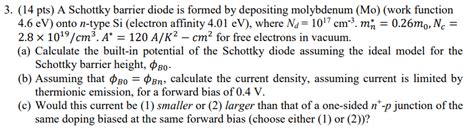 Solved Pts A Schottky Barrier Diode Is Formed By Chegg
