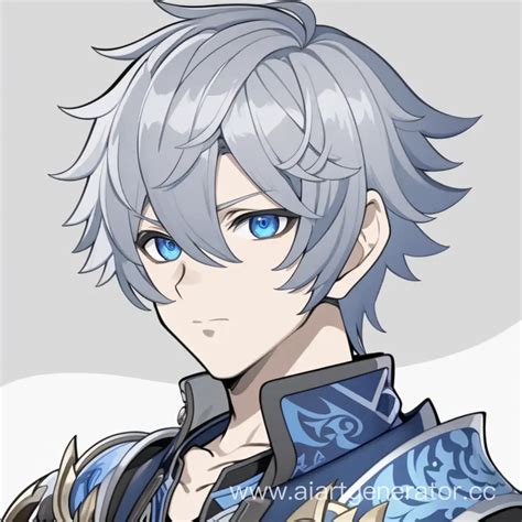Genshin Impactinspired Anime Character With Short Ashy Hair And Blue