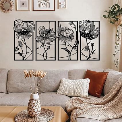 Amazon 4 Piece Flower Set Metal Wall Decor Flowers Metal Wall Art