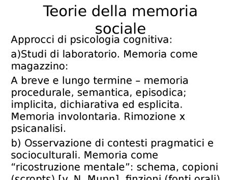 Riassunto Memoria Dei Docsity