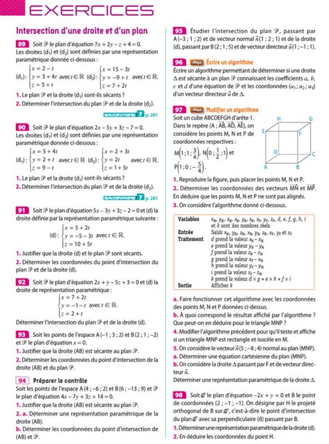 Exercices Produit Scalaire Dans Lespace Cours Gaïa
